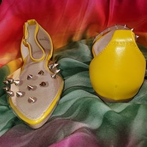 Tiara | Shoes | Tiara Mustard Yellow Clear Toe Spike Design Shoe | Poshmark